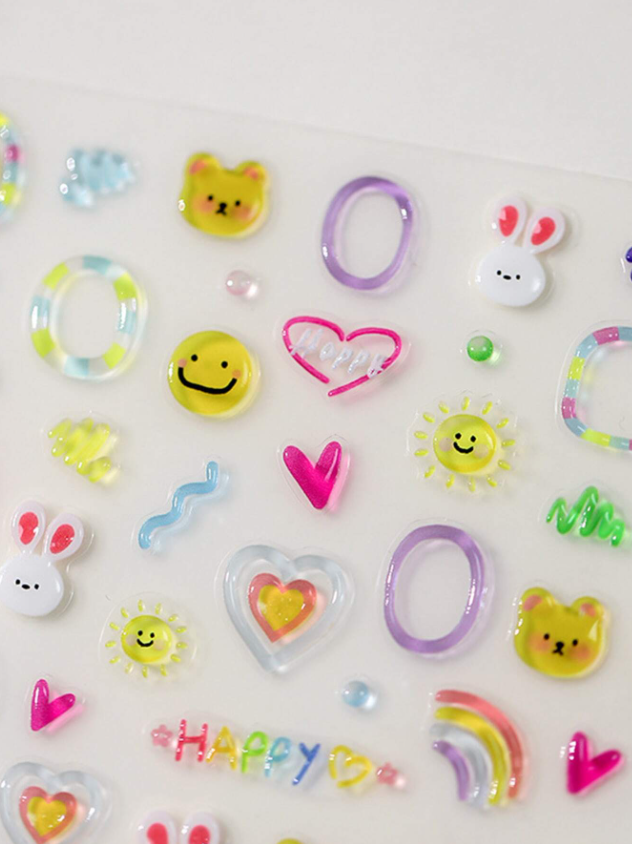 EBS Nail Art - Cute Jelly Cartoons Stickers Sheet (Bear, Bunny & Smile ...